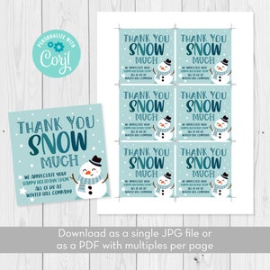 Thank You Snow Much Winter Gift Tag Template, Teacher Appreciation Tag ...
