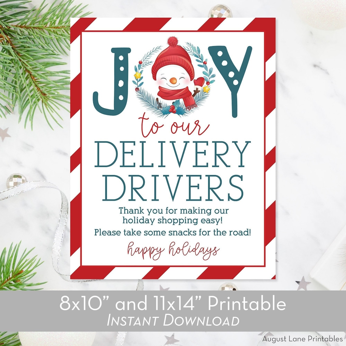 Printable Joy to Our Delivery Drivers Sign Christmas Holiday - Etsy
