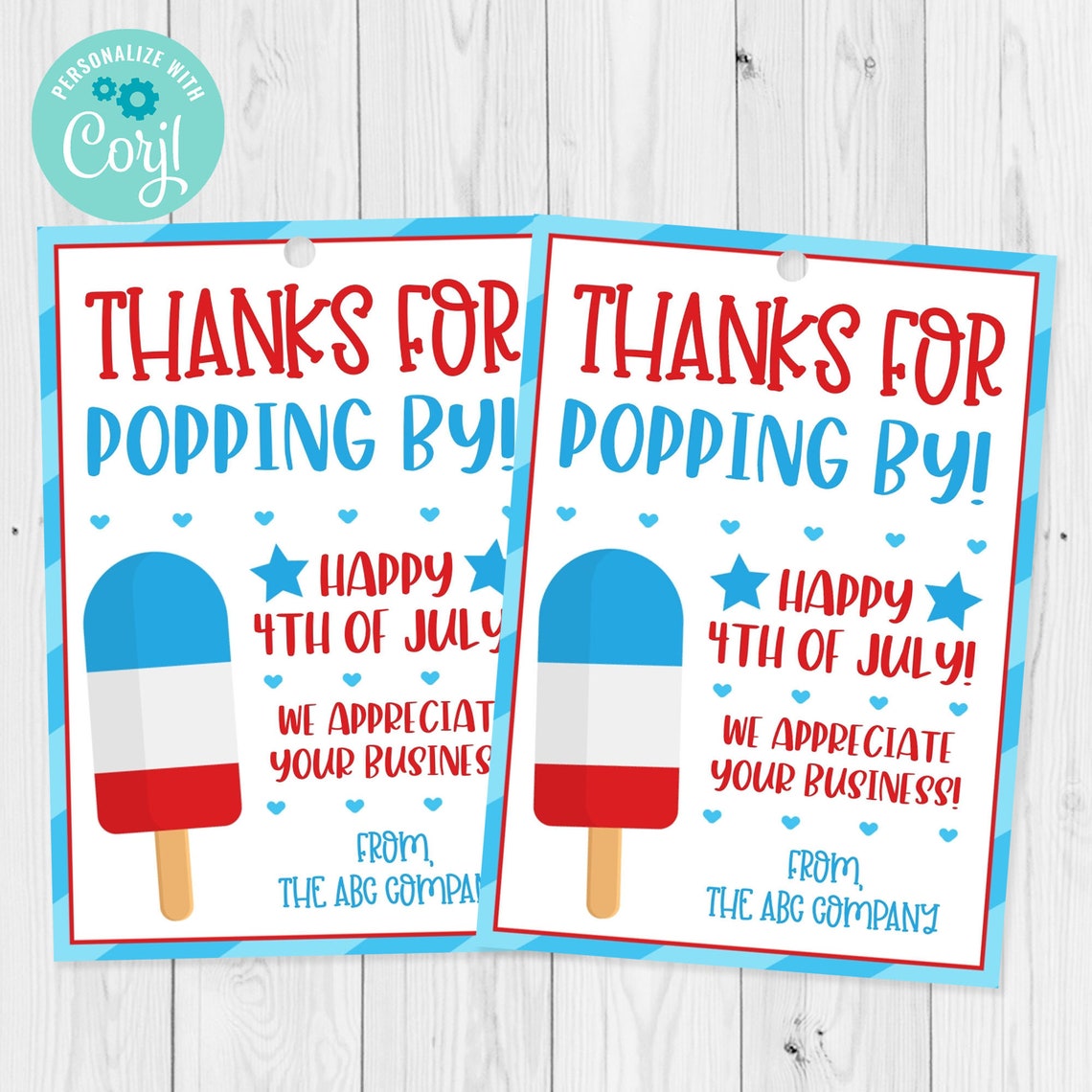 Editable Thanks for Popping by Gift Tag Template, 4th of July Popsicle ...