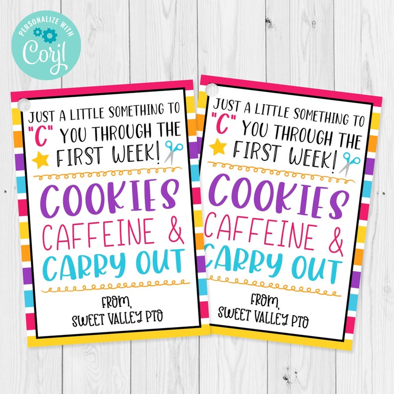 First Week of School Teacher Gift Tag Editable Template Gift - Etsy