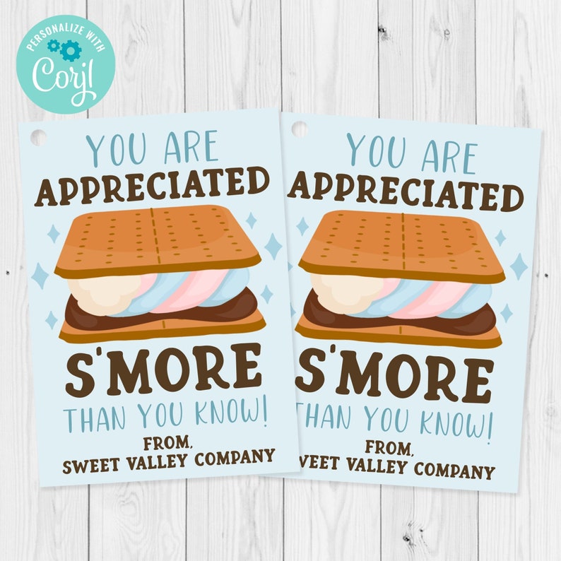 Editable S'mores Gift Tag Template Teacher Appreciation - Etsy