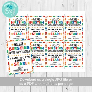 Editable Bursting With Appreciation Tag Template, You Are A Star ...