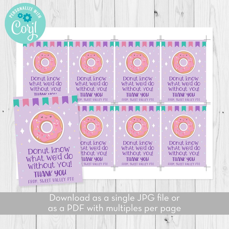 Editable Donut Gift Tag Template Donut Know What We'd Do | Etsy