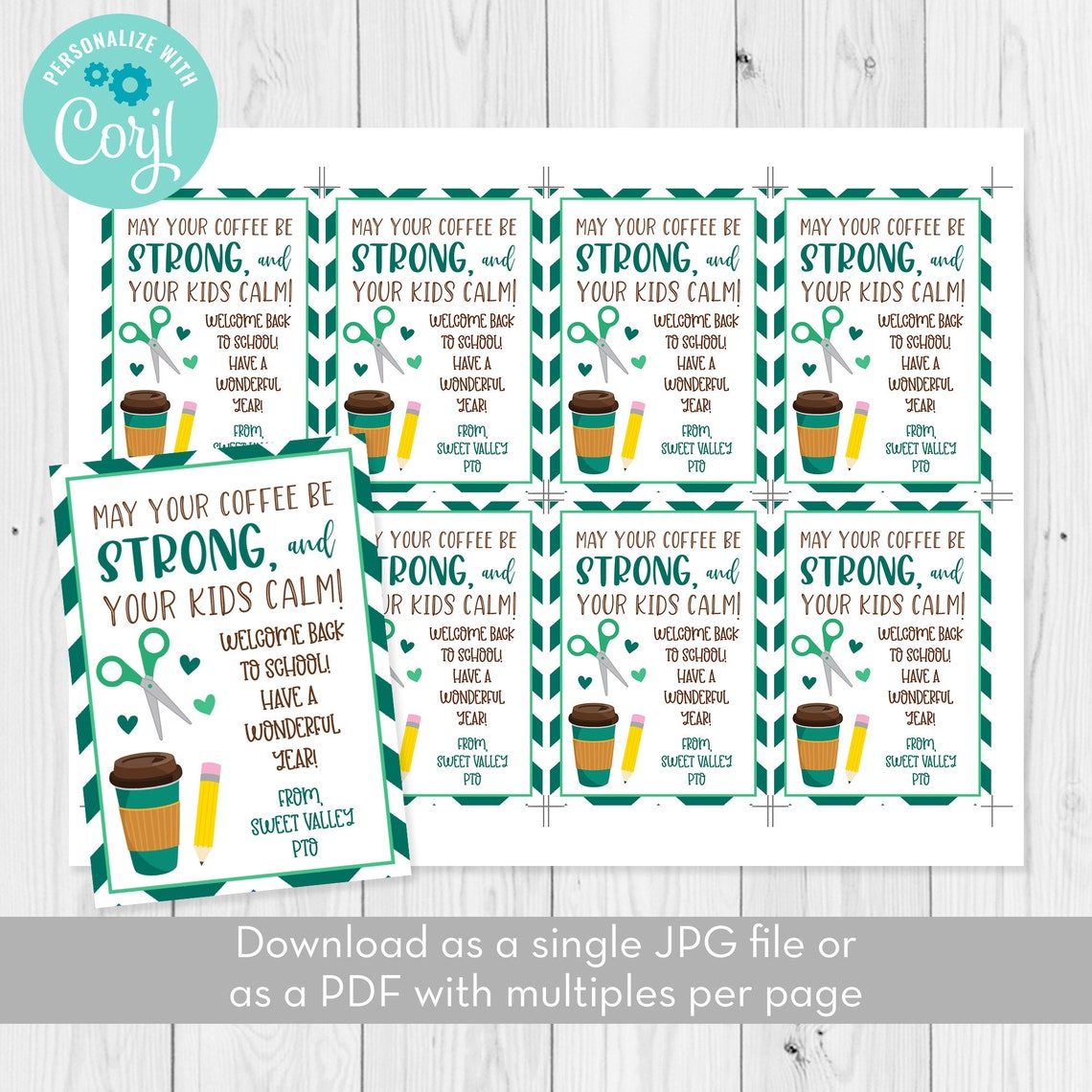 Back to School Coffee Gift Tag Editable Template, Gift for Teachers ...