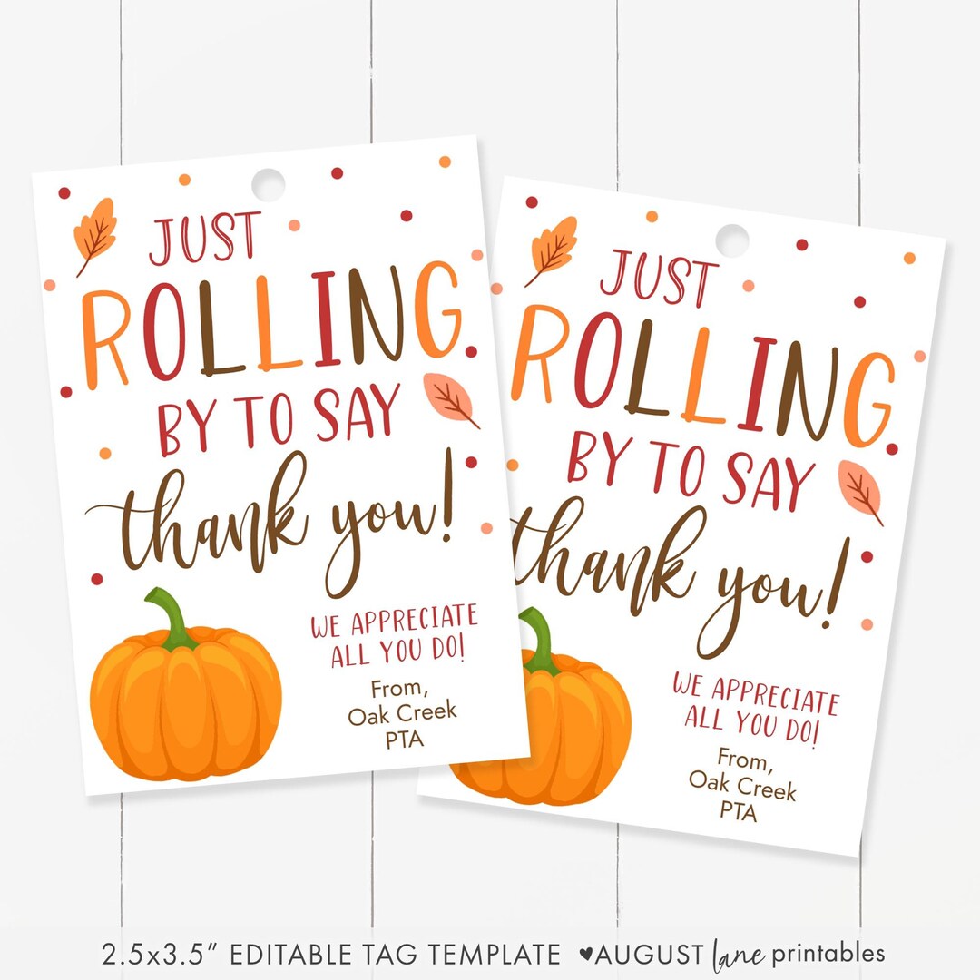 Pumpkin Fall Gift Tag Template: Thanksgiving Thank You (editable Corjl ...