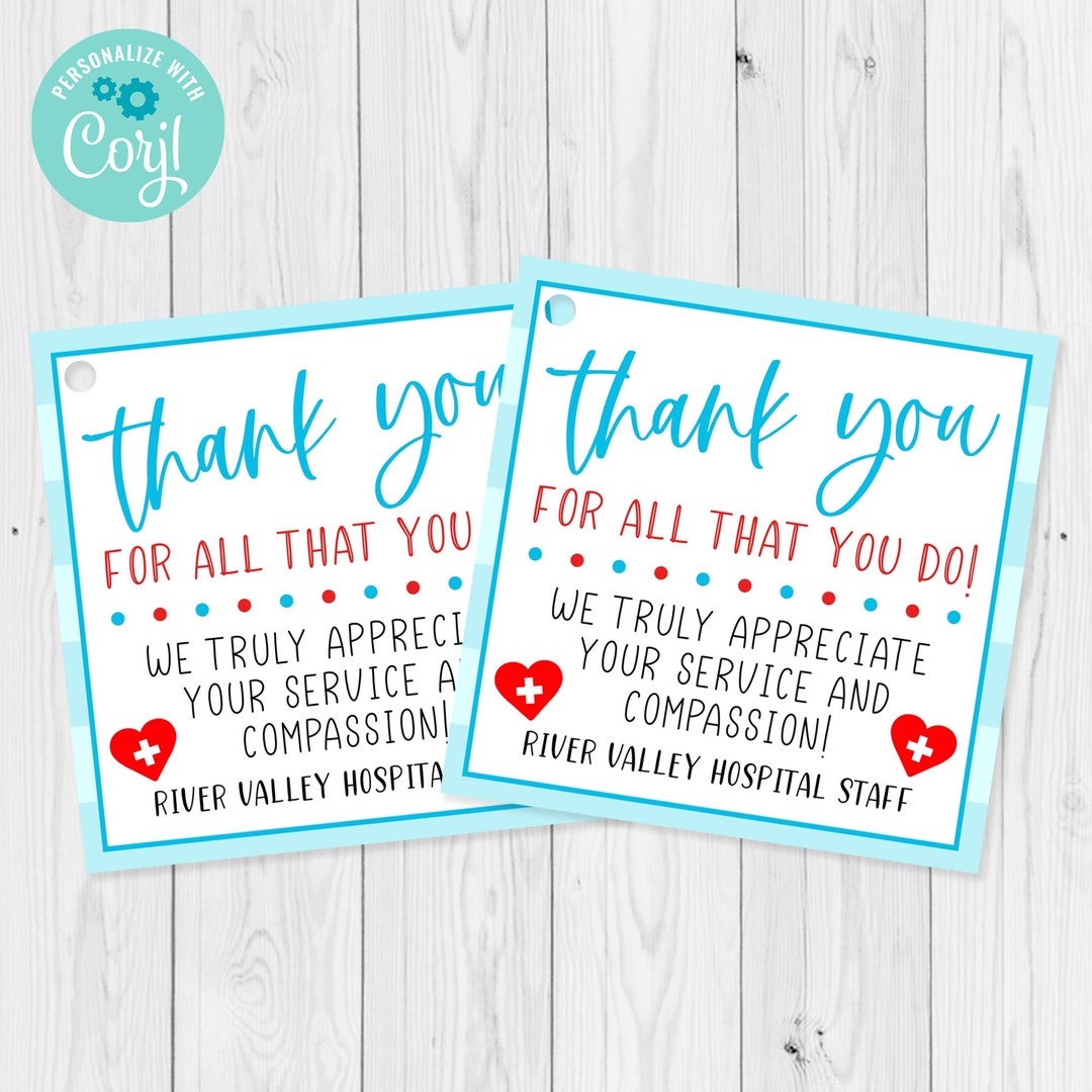 Nurse Appreciation Gift Tag Template, Nurse Thank You Gift Tag Template ...