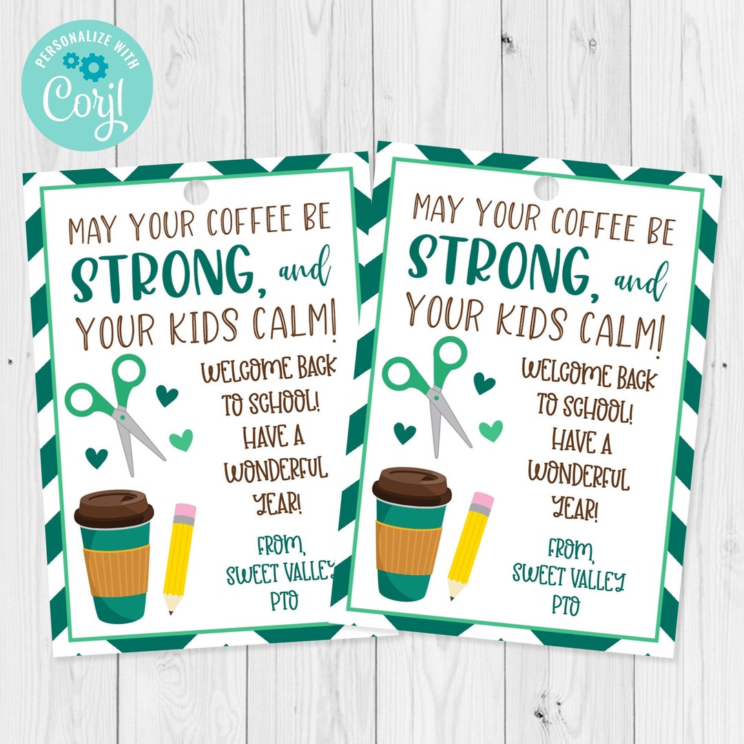 Back to School Coffee Gift Tag Editable Template, Gift for Teachers ...