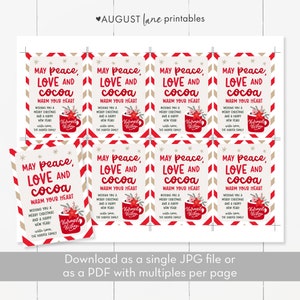 Peace, Love, and Cocoa Christmas Gift Tag Template, Hot Chocolate Gift ...