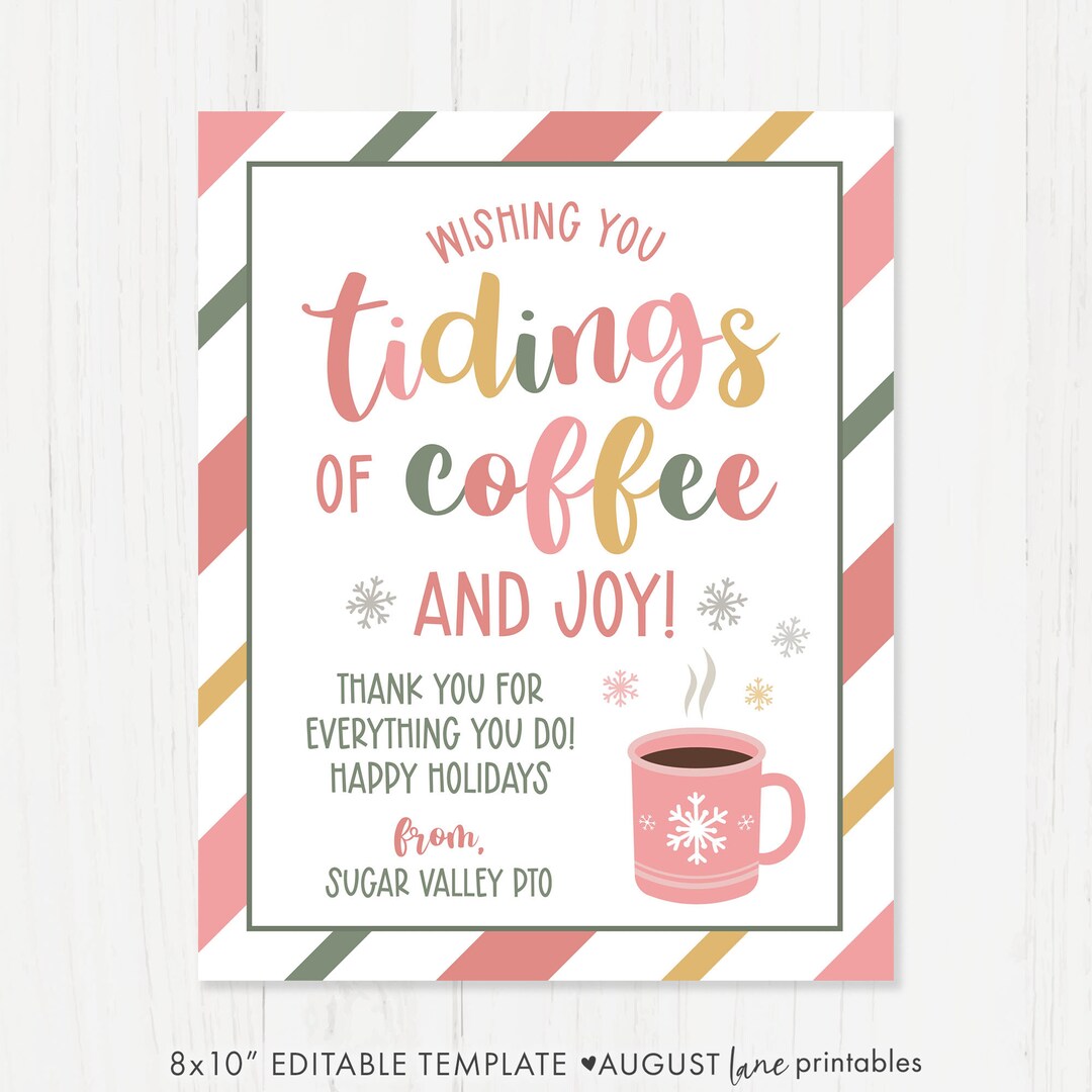 Editable Holiday Coffee Sign Template, 8x10 Staff or Teacher Coffee ...