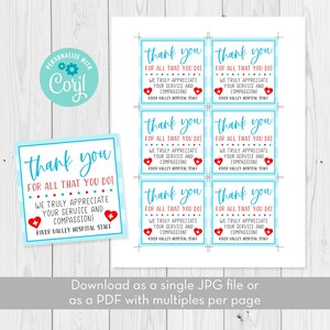 Nurse Appreciation Gift Tag Template, Nurse Thank You Gift Tag Template ...