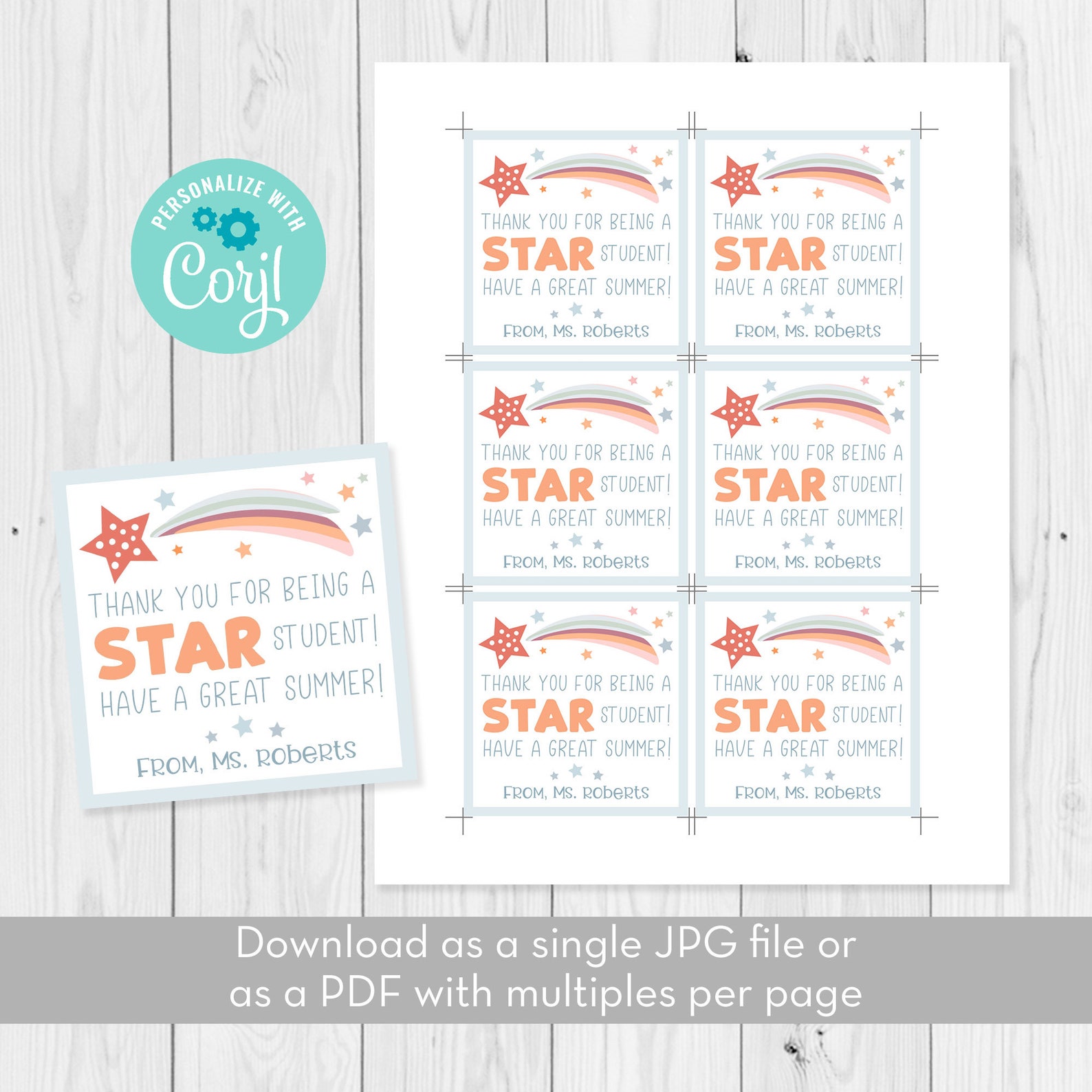 Star Student Gift Tag Template Student Gift Tag From Teacher - Etsy