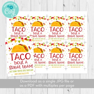 Editable Taco Gift Tag Template, Staff, Teacher Appreciation Gift Tag ...