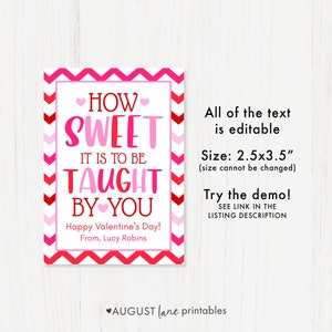 How Sweet It is to Be Taught by You Valentine's Day Gift Tag Template ...