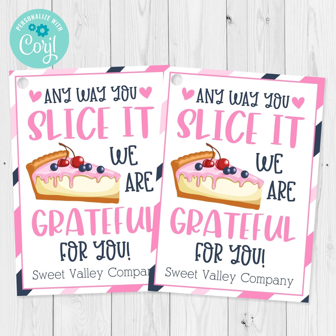 Editable Any Way You Slice It We Are Grateful Gift Tag | Etsy