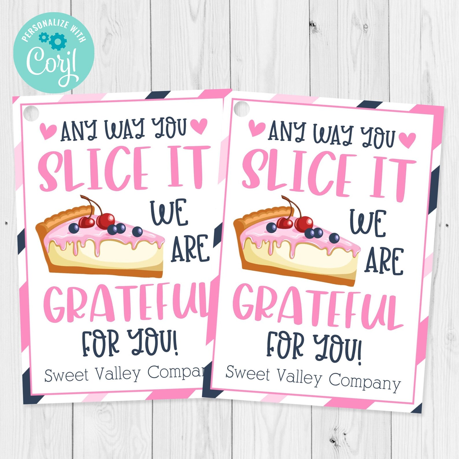 Editable Any Way You Slice It We Are Grateful Gift Tag | Etsy