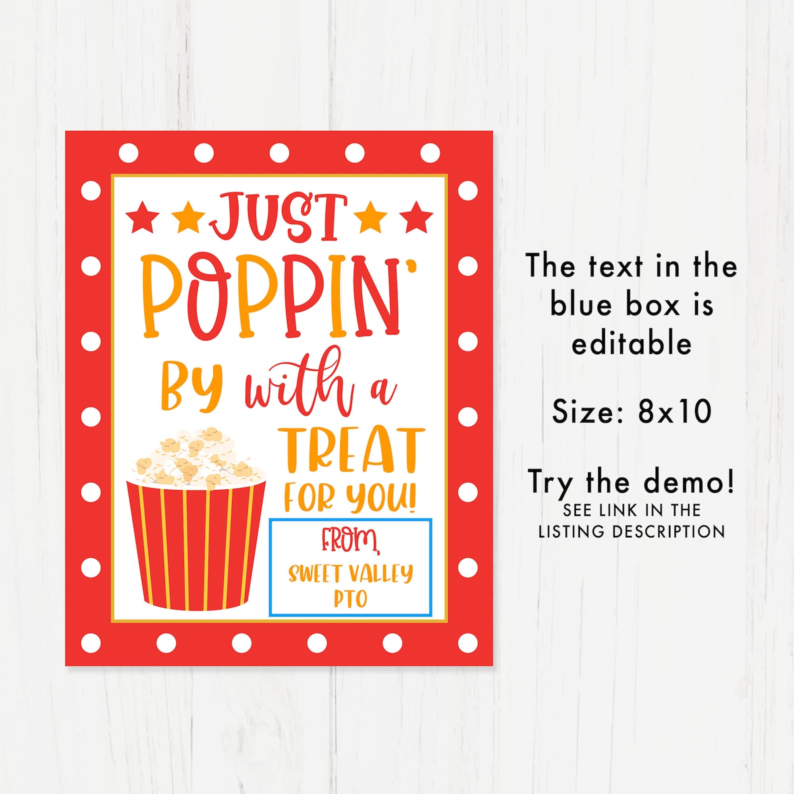 Just Poppin' by Popcorn Sign Template Movie Night Teacher - Etsy