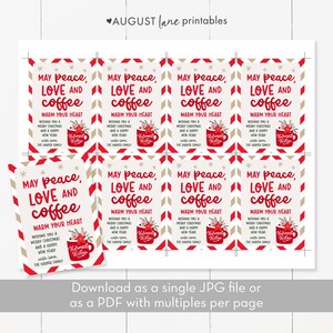 Peace, Love, and Coffee Christmas Gift Tag Template, Coffee Winter ...