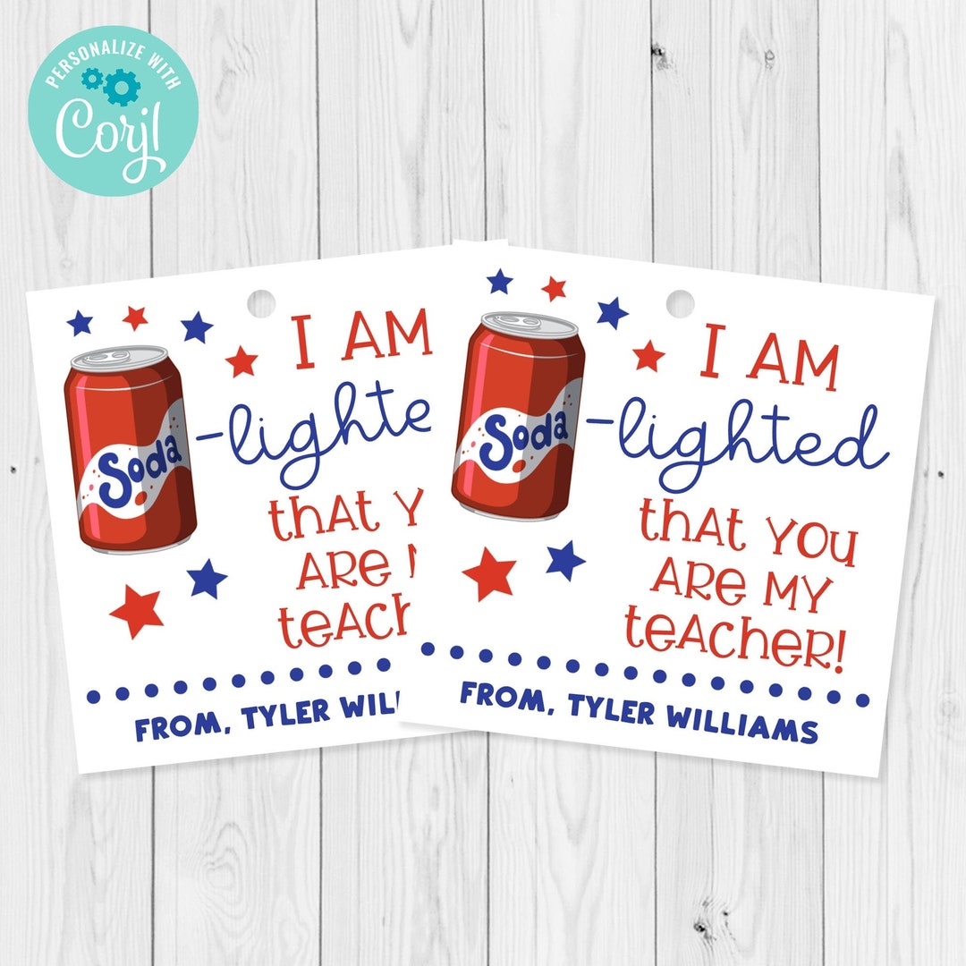 Editable Soda Gift Tag Template, Teacher Appreciation Week, Student ...