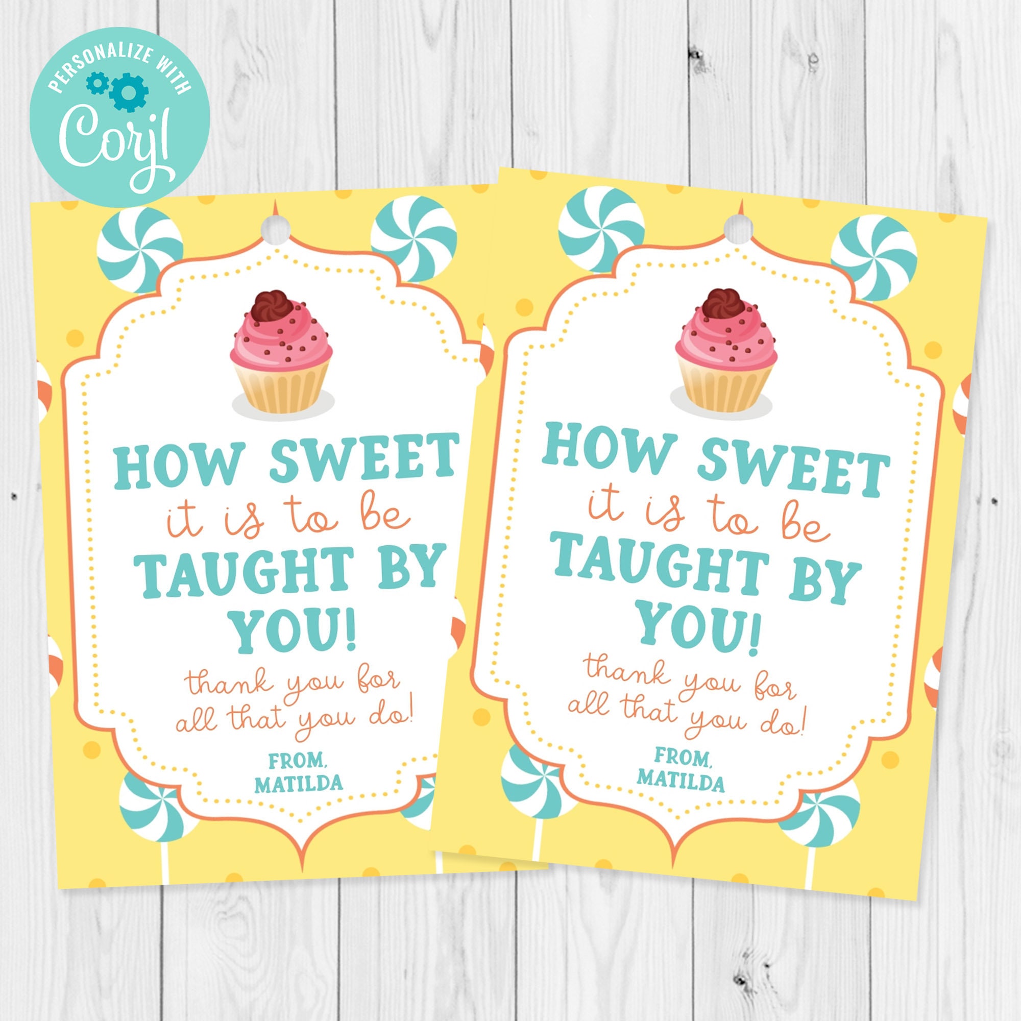 How Sweet It Is To Be Taught By You Gift Tag Template Teacher | Etsy