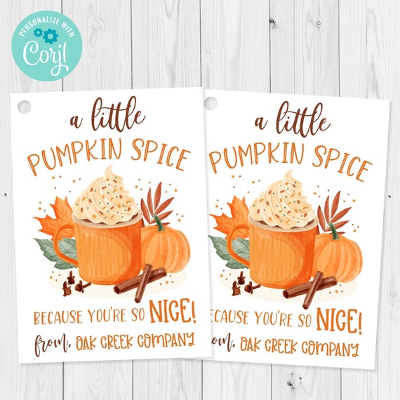 Pumpkin Spice Gift Tag Template Thanksgiving Fall Pumpkin - Etsy