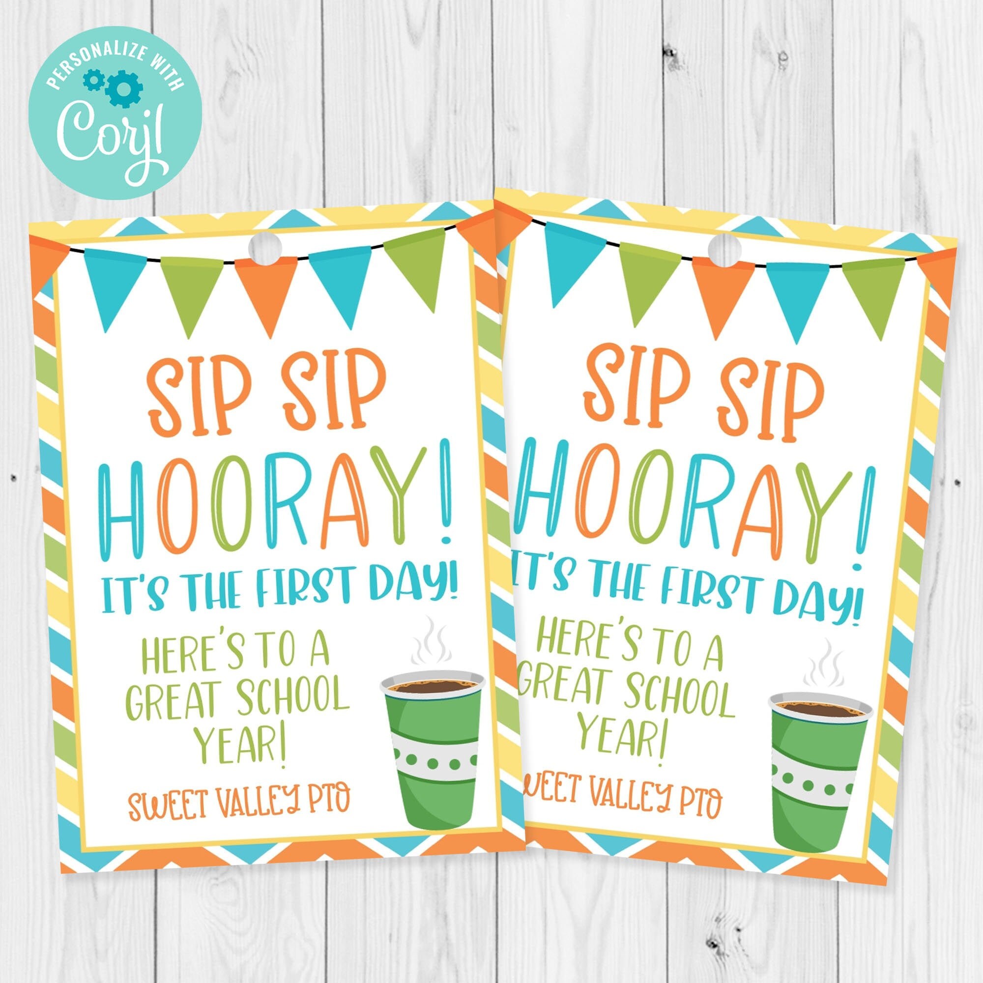 First Day of School Coffee Gift Tag Editable Template Teacher | Etsy