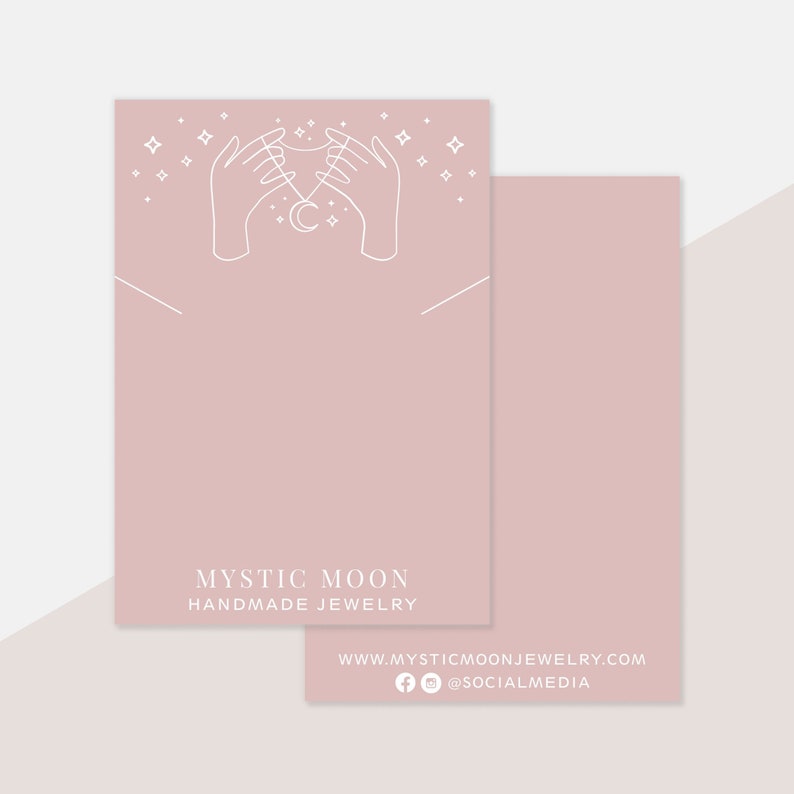 Editable Moon Necklace Card Template Boho Celestial Necklace - Etsy
