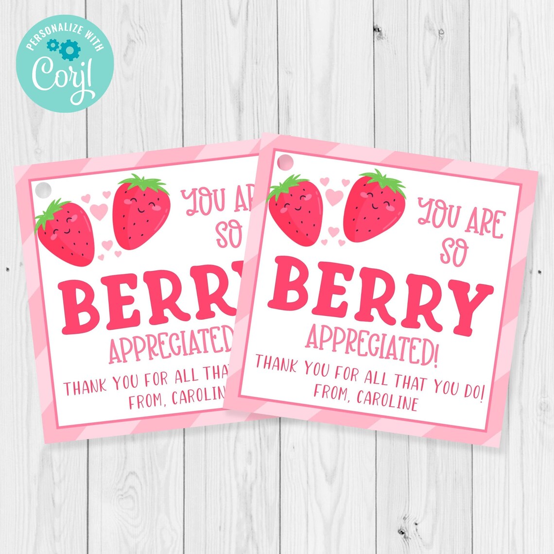 Editable Berry Appreciated Gift Tag Template Teacher - Etsy
