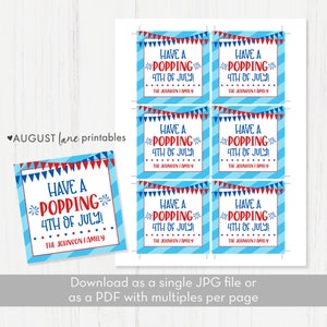 Editable Have A Popping 4th of July Gift Tag Template, Fourth of July ...