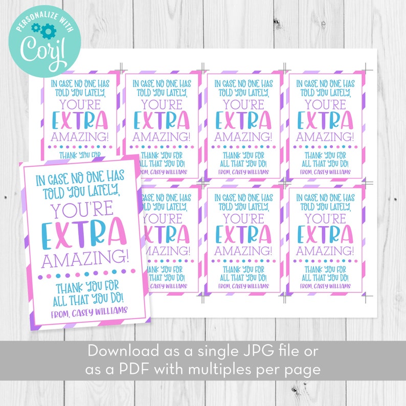 Editable You're Extra Amazing Gift Tag Template Teacher - Etsy