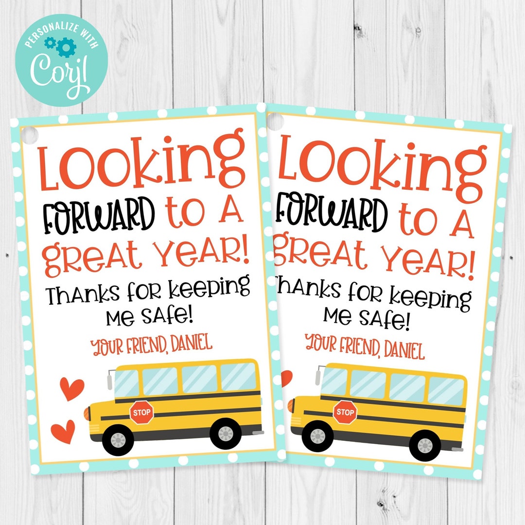 Bus Driver Back to School Gift Tag Template, School Bus Driver First ...