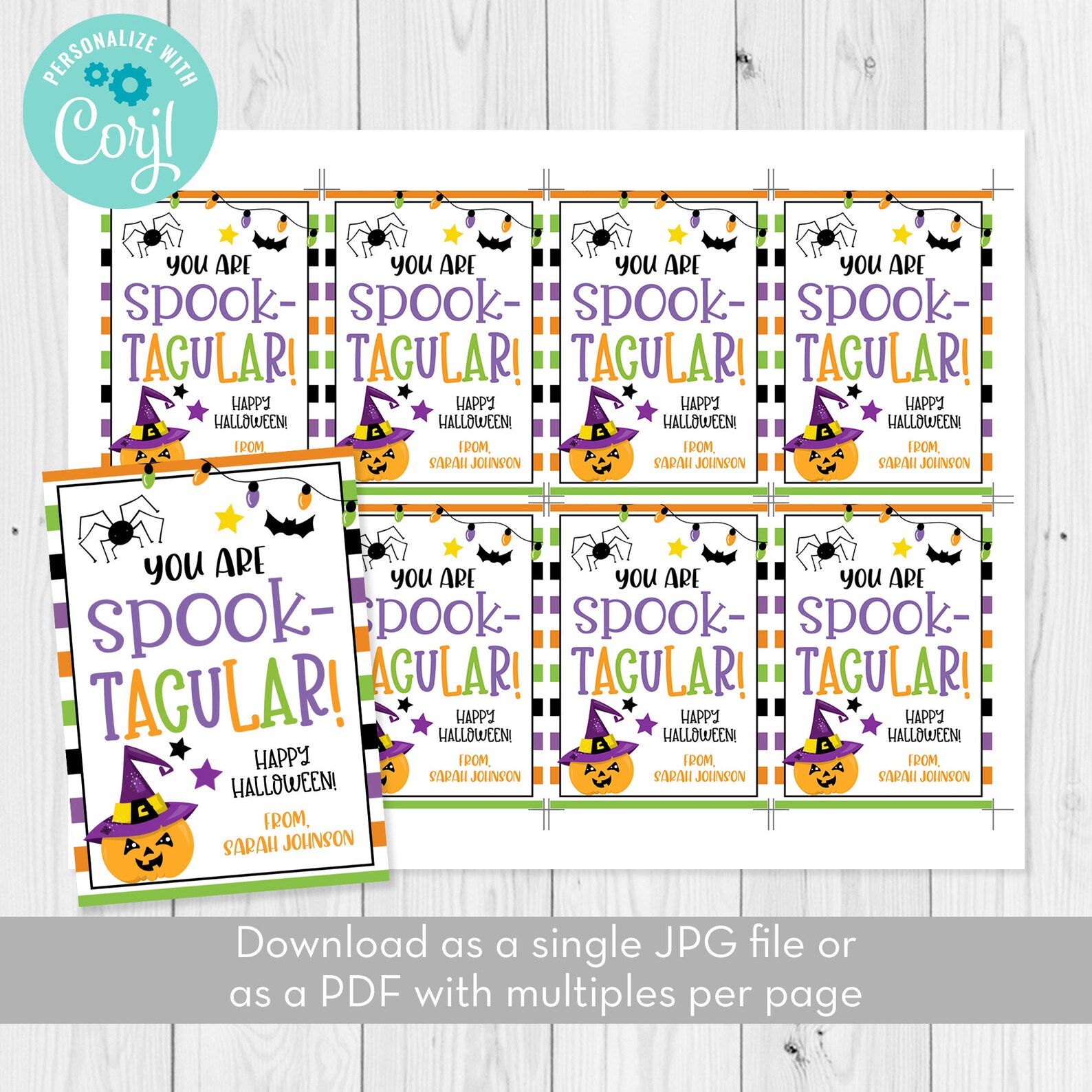 Halloween You Are Spook-tacular Gift Tag Template Pumpkin PTO - Etsy