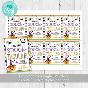 Halloween You Are Spook-tacular Gift Tag Template, Pumpkin PTO PTA ...