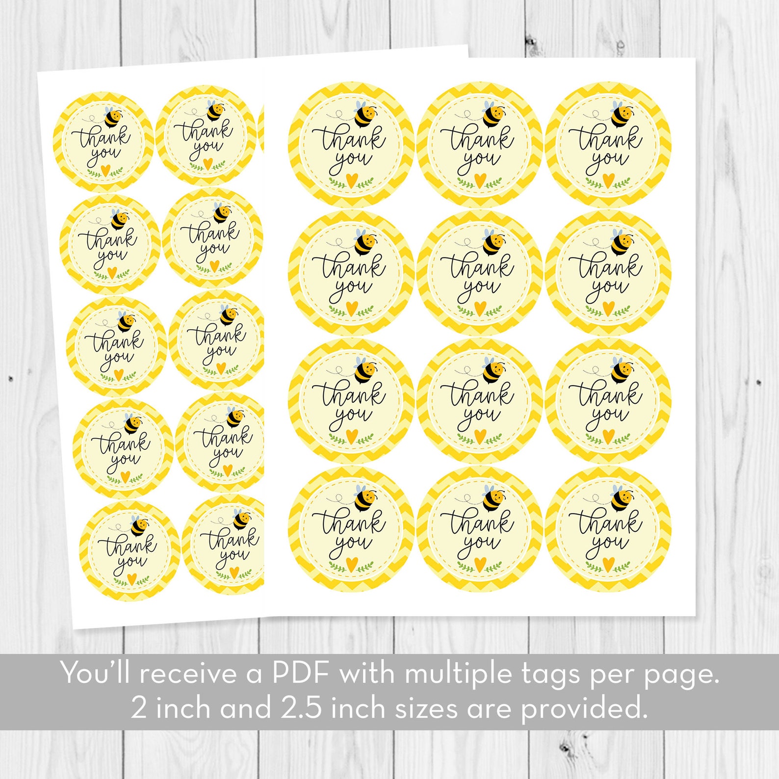 Bee Thank You Tag Printable 2 and 2.5 Bee Favor - Etsy