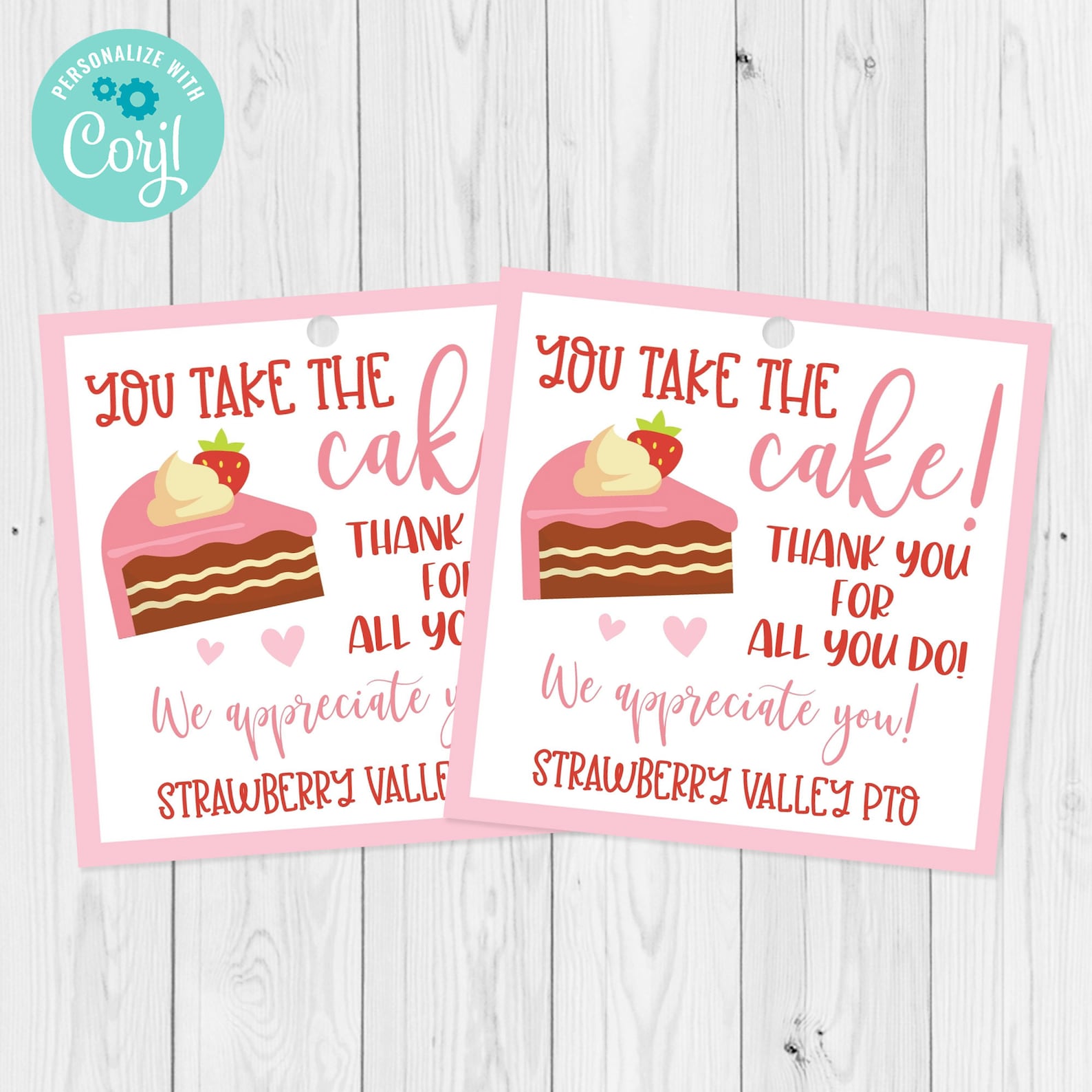 You Take the Cake Gift Tag Template Cake Teacher Appreciation - Etsy