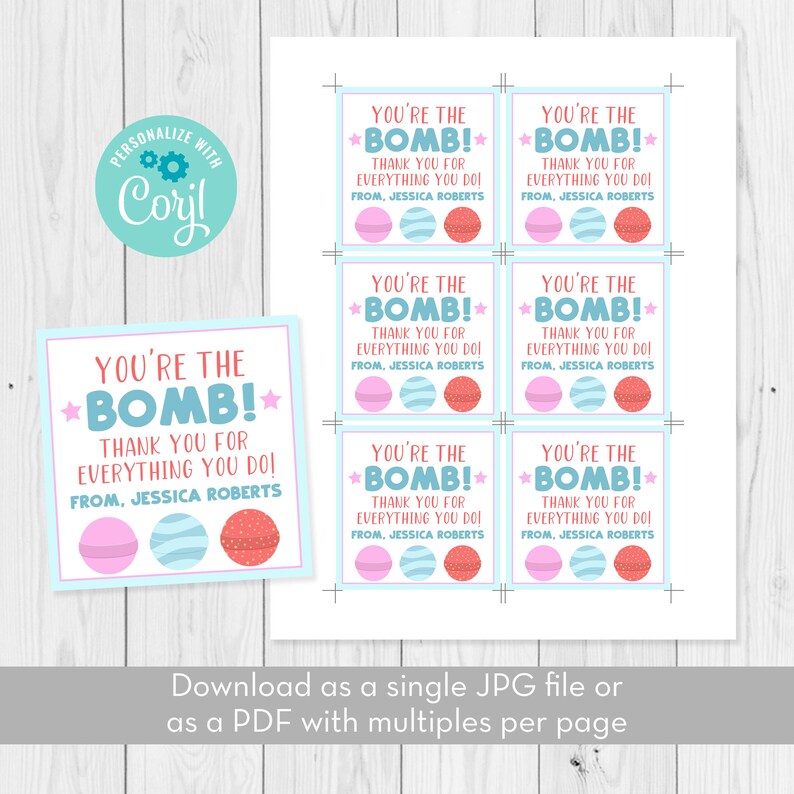 Editable You're the Bomb Gift Tag Template Teacher or - Etsy