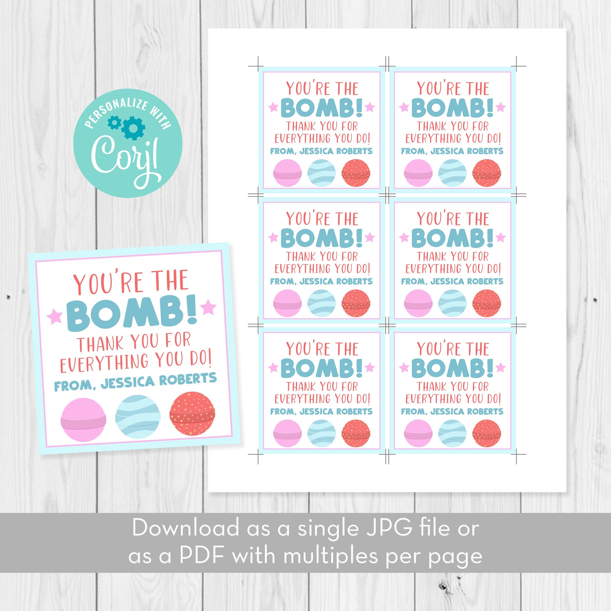 Editable You're the Bomb Gift Tag Template, Teacher or Staff ...