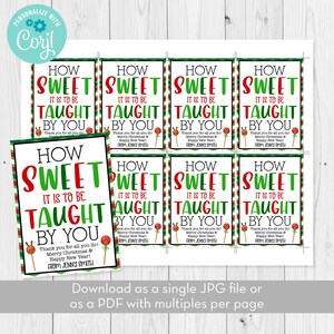 How Sweet It is to Be Taught by You Christmas Gift Tag Editable ...