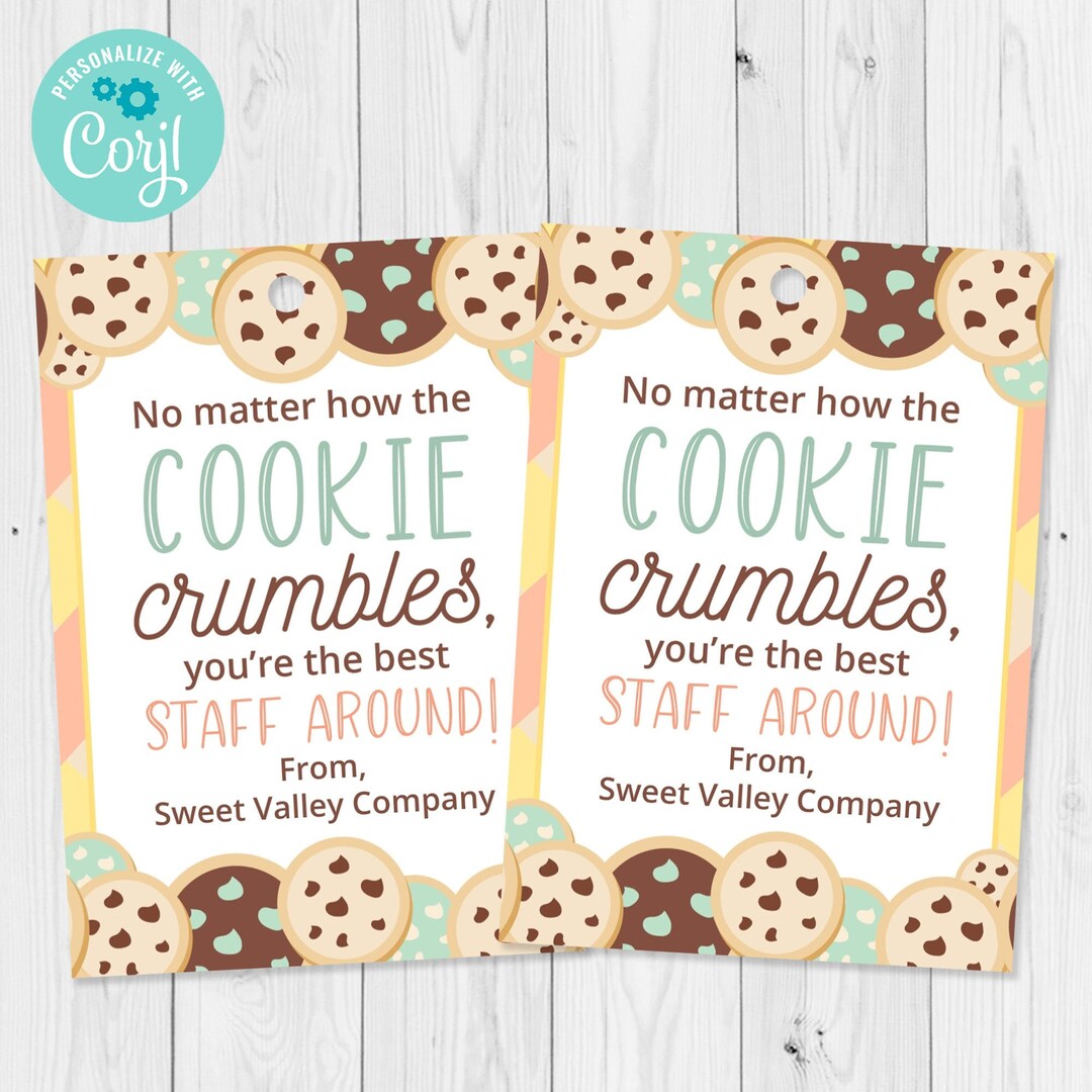 Cookie Gift Tag Template, Cookie Teacher Appreciation Gift Tag ...