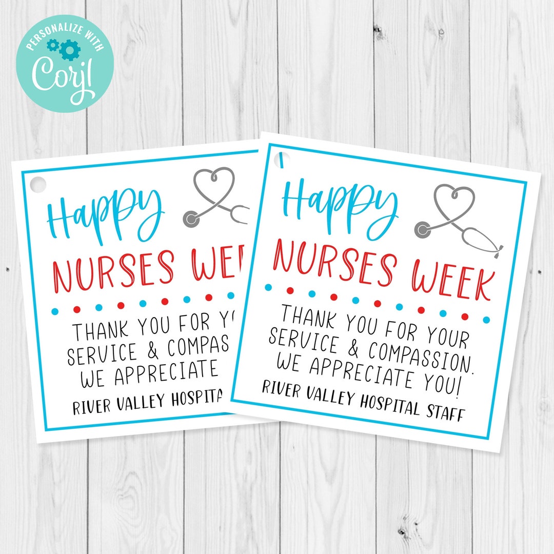 Nurses Week Gift Tag Template, Nurse Appreciation Gift Tag Template ...