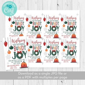 Wishing You Nothing Bundt Joy Christmas Gift Tag Template, Holiday ...