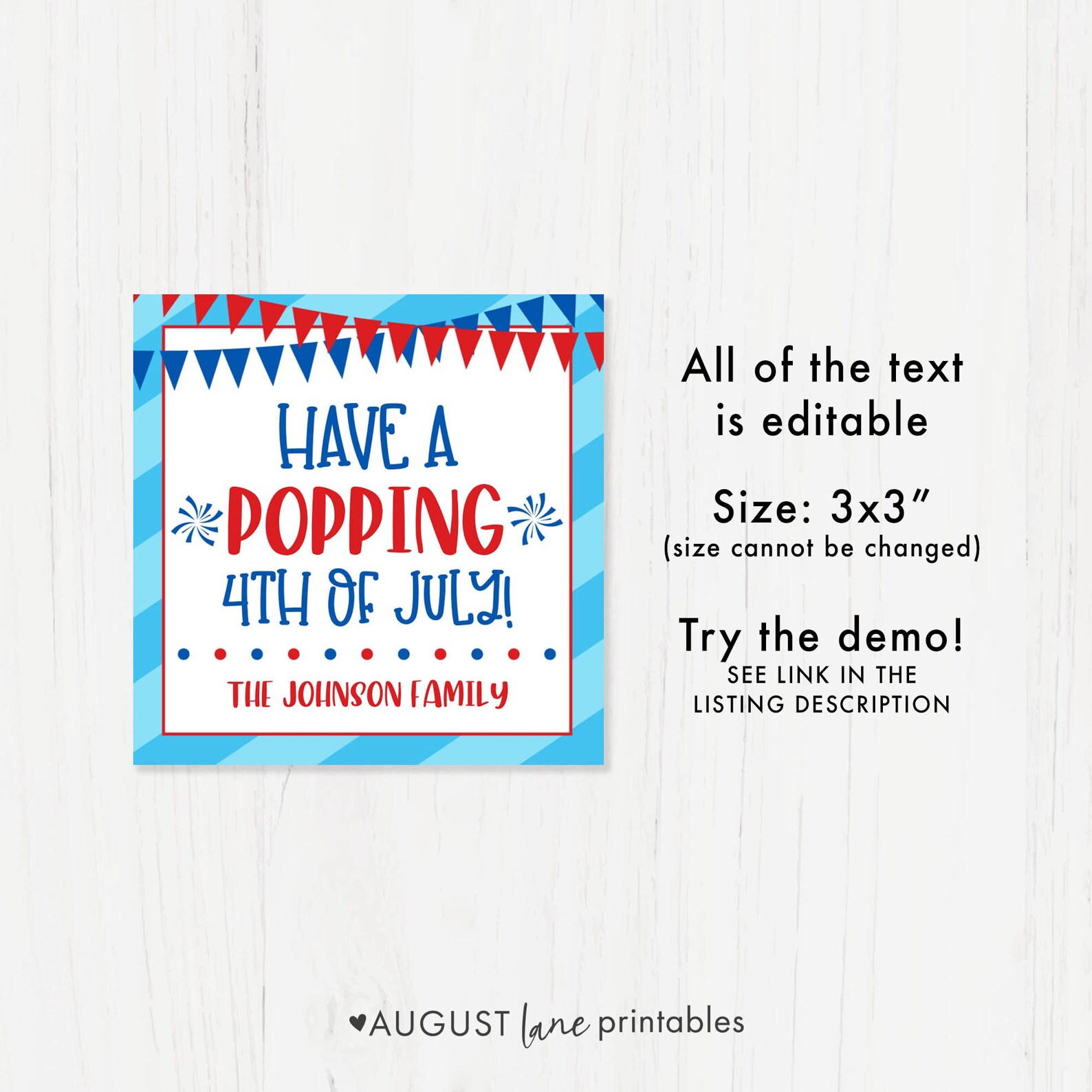 Editable Have A Popping 4th of July Gift Tag Template, Fourth of July ...