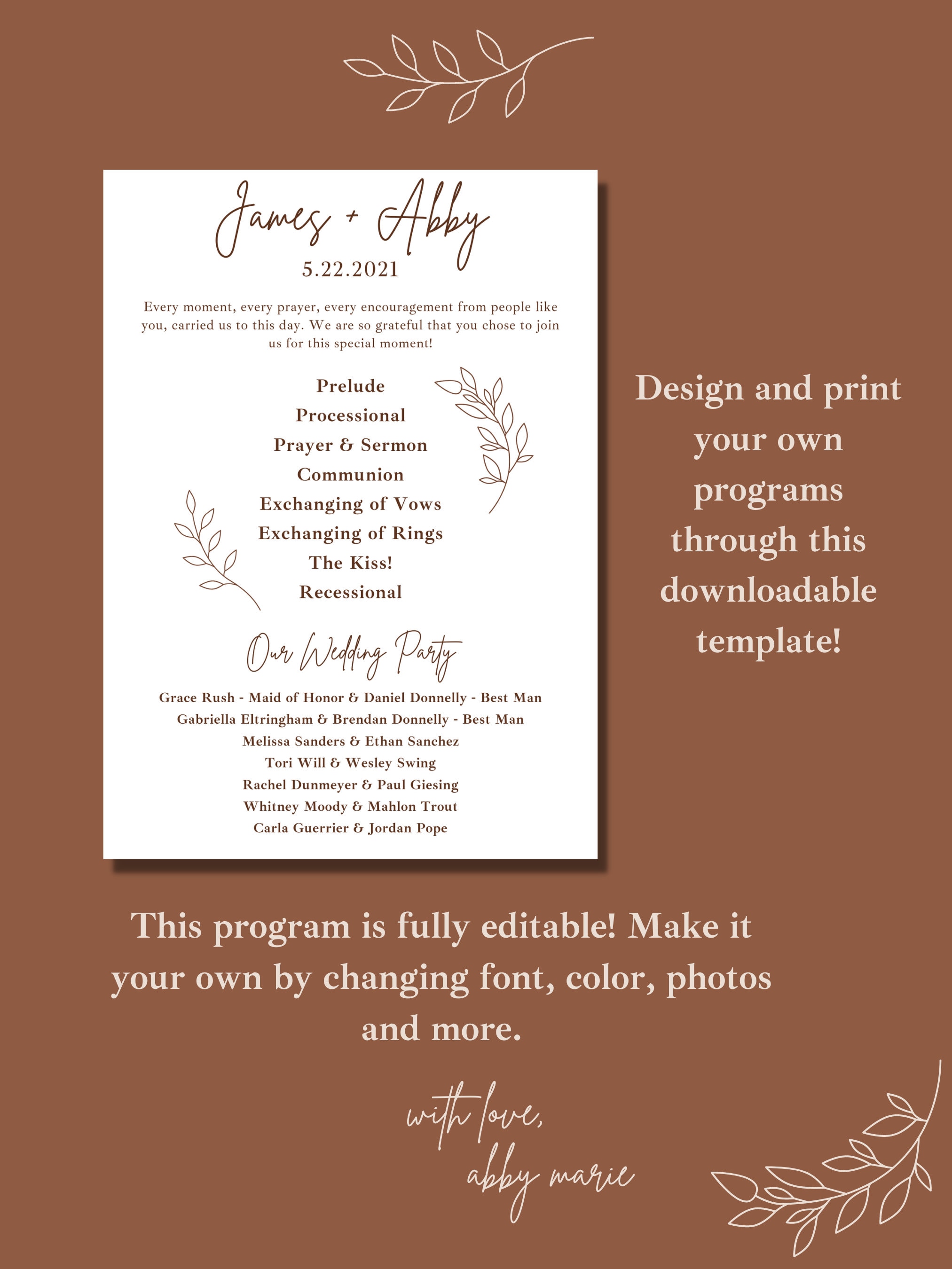 Wedding Programs Template - Etsy