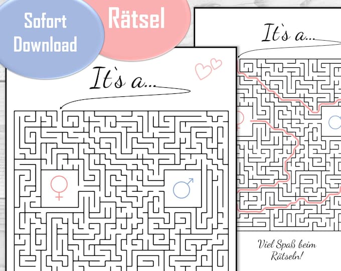 Gender Reveal Puzzle Girl or Boy Baby Gender Maze - Etsy
