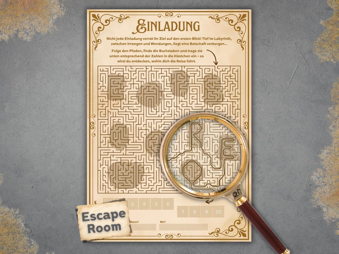 Escape Room Invitation | Puzzle Gift Certificate for Birthdays | Maze ...