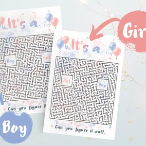 Gender Reveal Puzzle Maze Game ** Printable Instand Download Card ...
