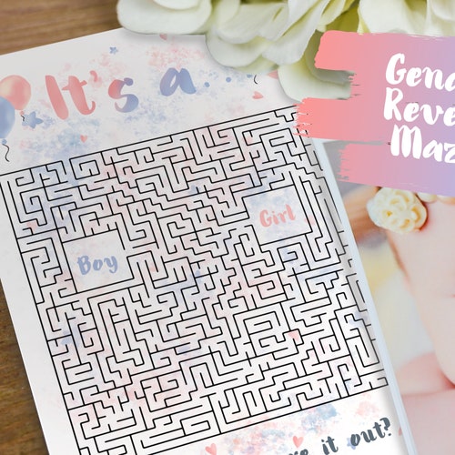 Gender Reveal Puzzle Maze Game Printable Instand Download - Etsy