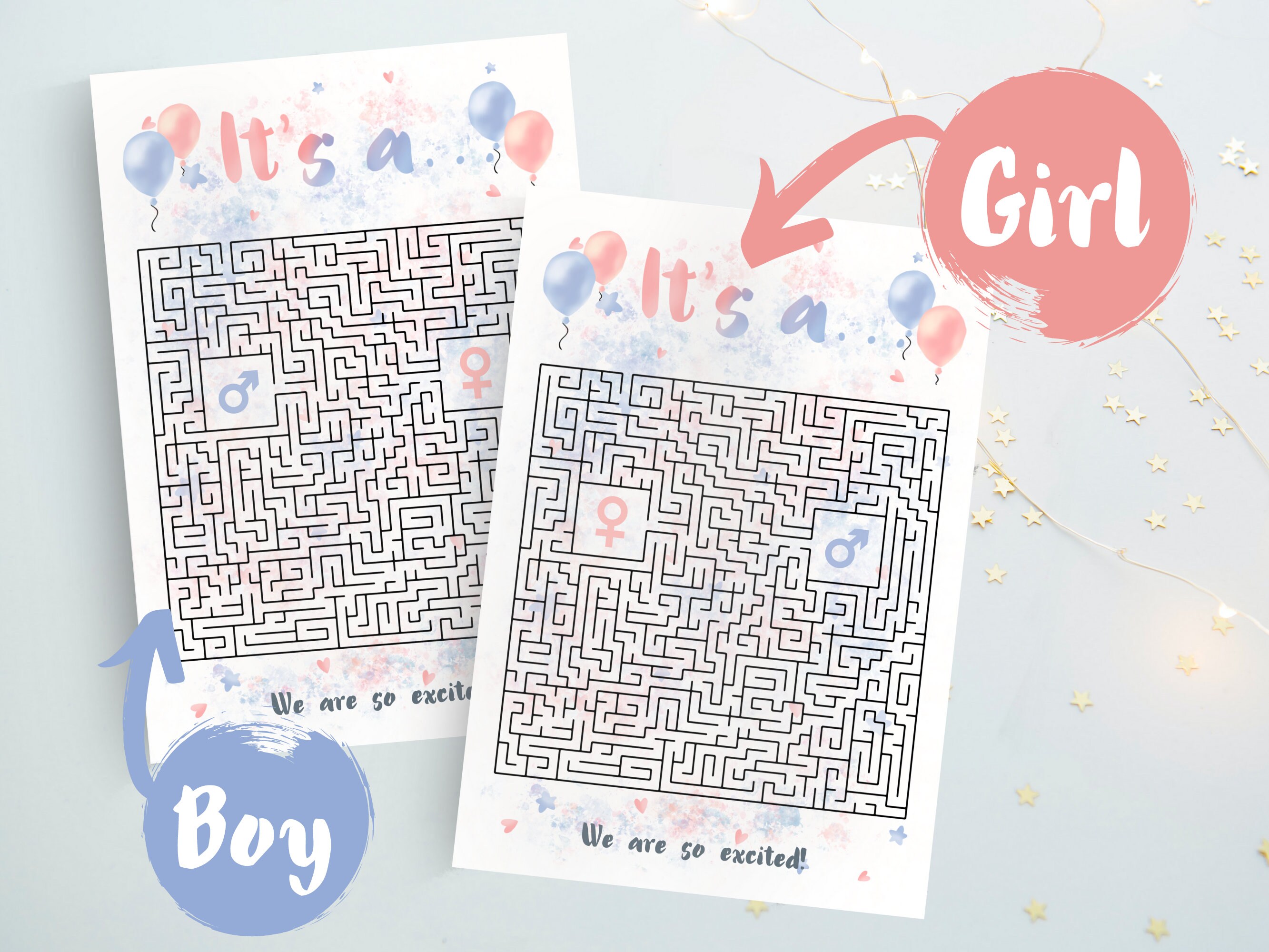Gender Reveal Puzzle Maze Game Printable Instand Download - Etsy
