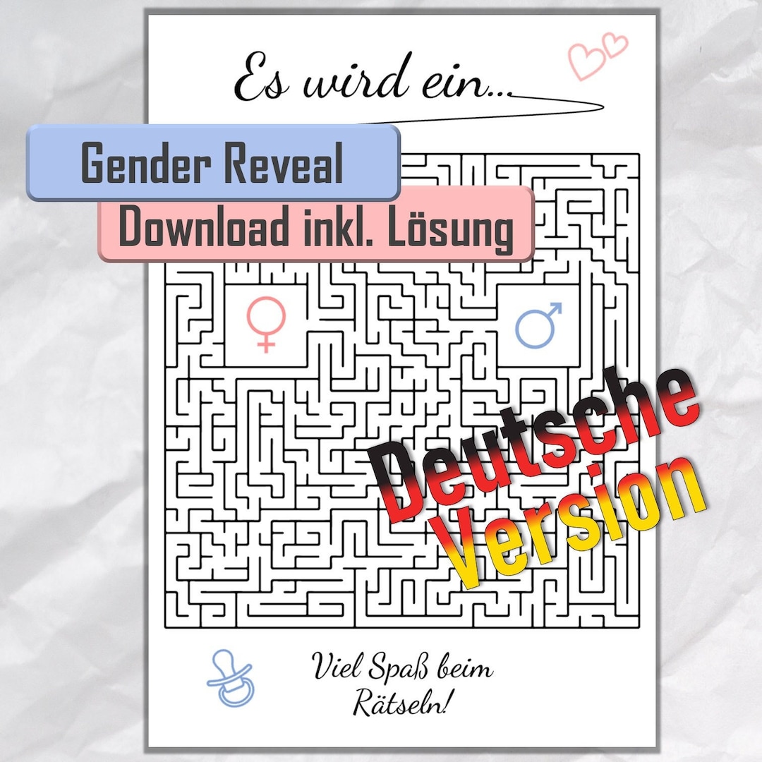 Gender Reveal Labyrinth German for Immediate Download It Will Be a Boy ...