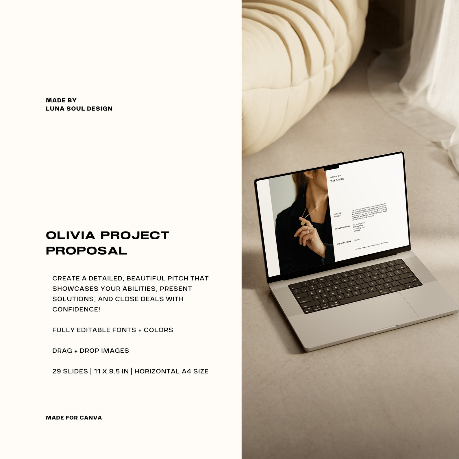 Olivia Project Proposal, Canva Template, Brand Proposal, Pitch Deck, Client Onboarding Kit, New ...