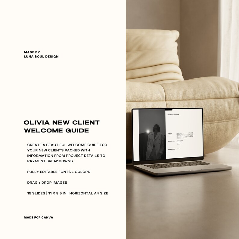 Olivia Client Welcome Guide: Canva Template, Onboarding Kit (digital ...